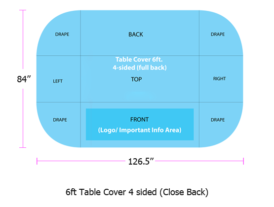 Custom 4-Sided Closed Back Tablecloths, table throw 8'&6' - Signleader